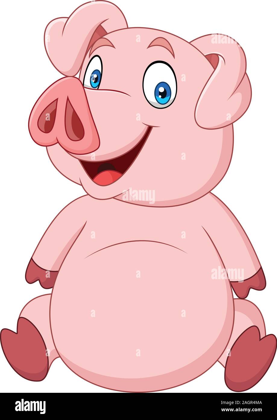 Cartoon happy pig sitting Stock Vector Image & Art - Alamy