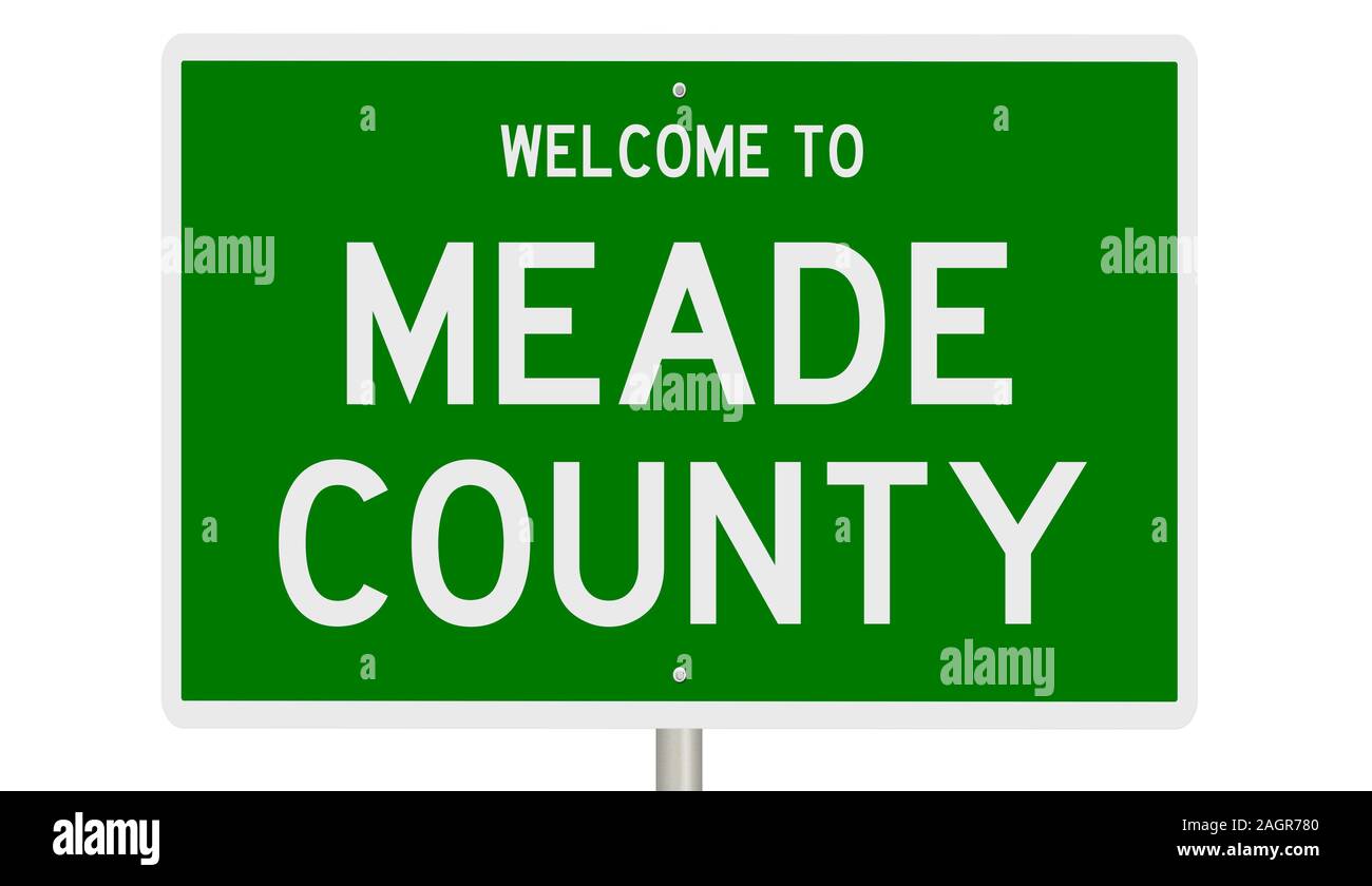 Rendering of a green 3d highway sign for Meade County Stock Photo - Alamy