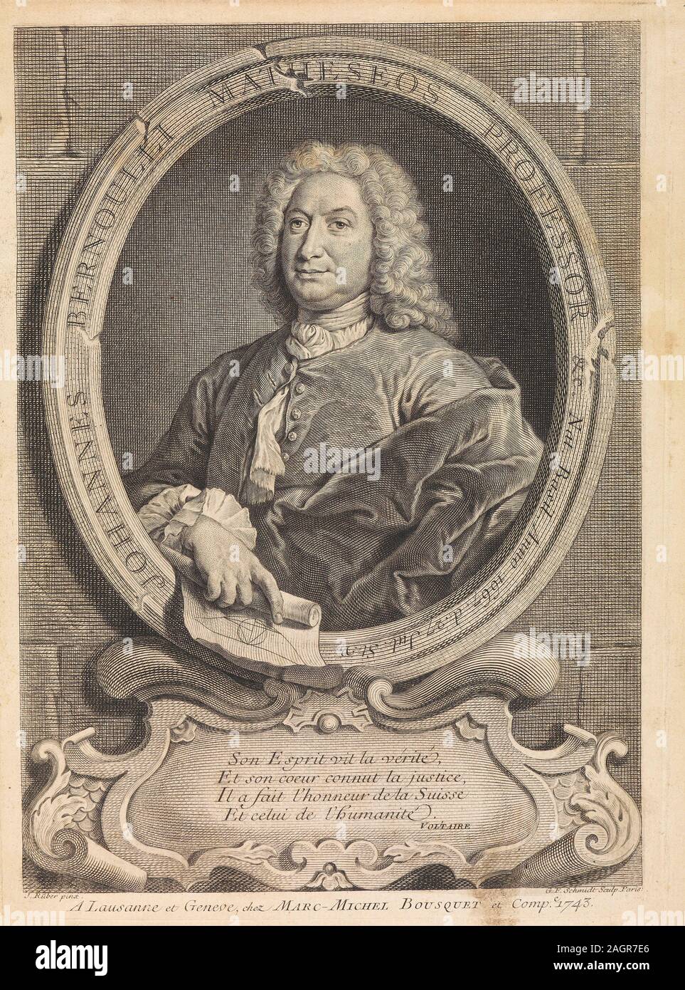 Portrait of the mathematician Johann Bernoulli (1667-1748). Museum ...