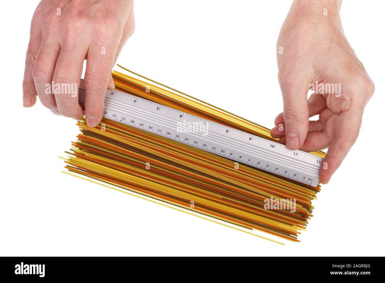 Farmer checks the size and quality of vegetables spaghetti using a ...
