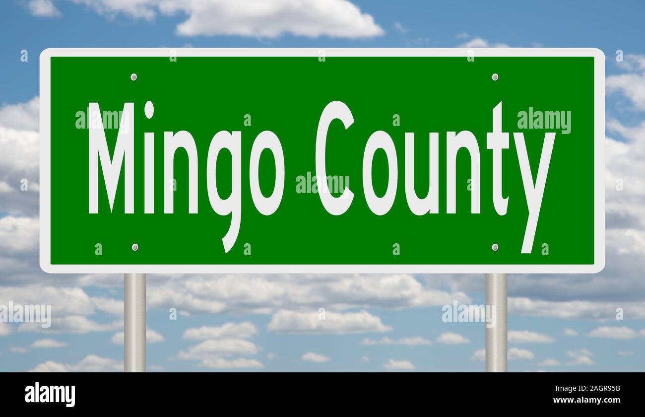 Rendering of a green 3d highway sign for Mingo County Stock Photo - Alamy