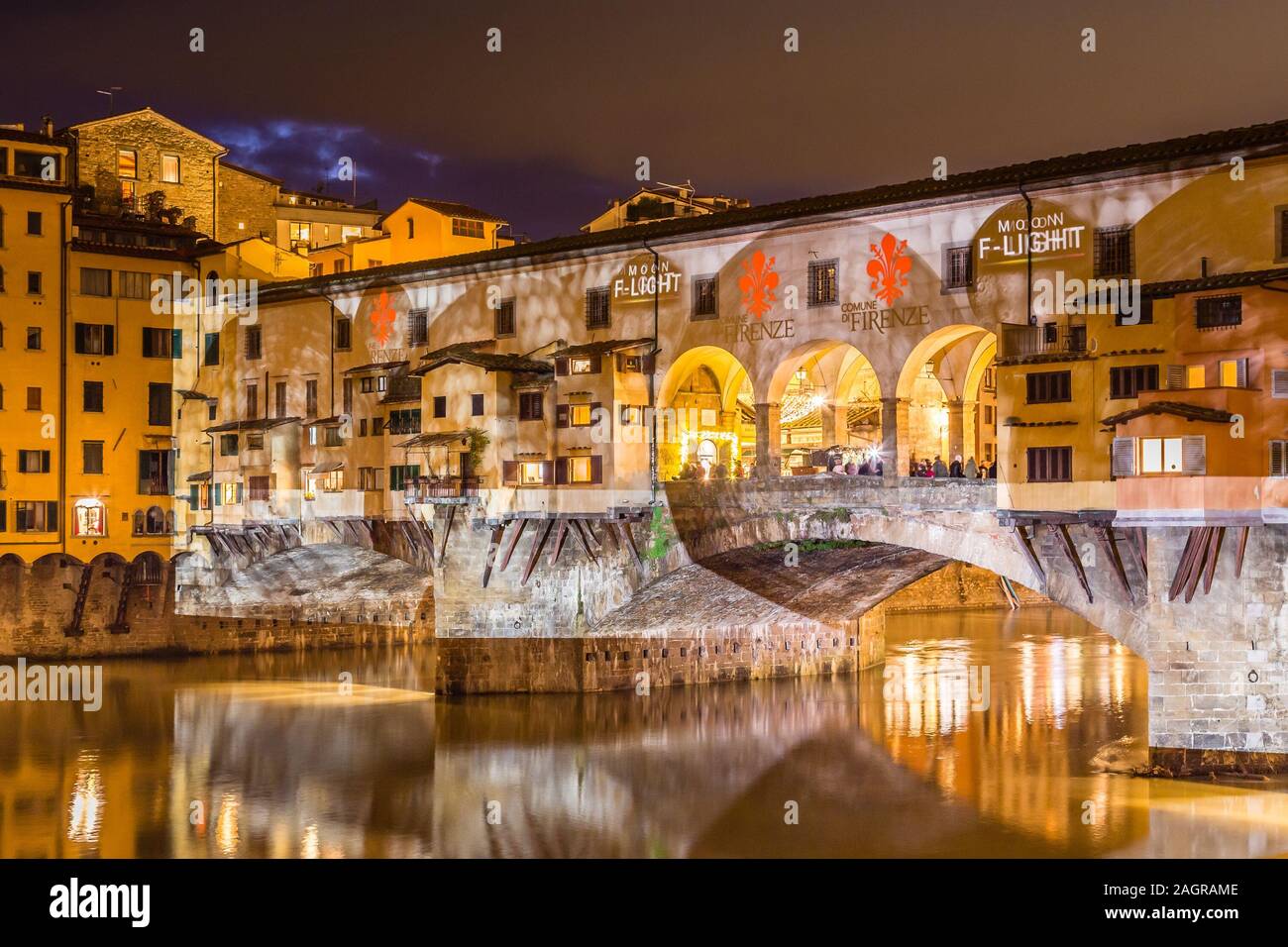 FLORENCE, ITALY - DECEMBER 15, 2019: Christmas projections dedicated to ...