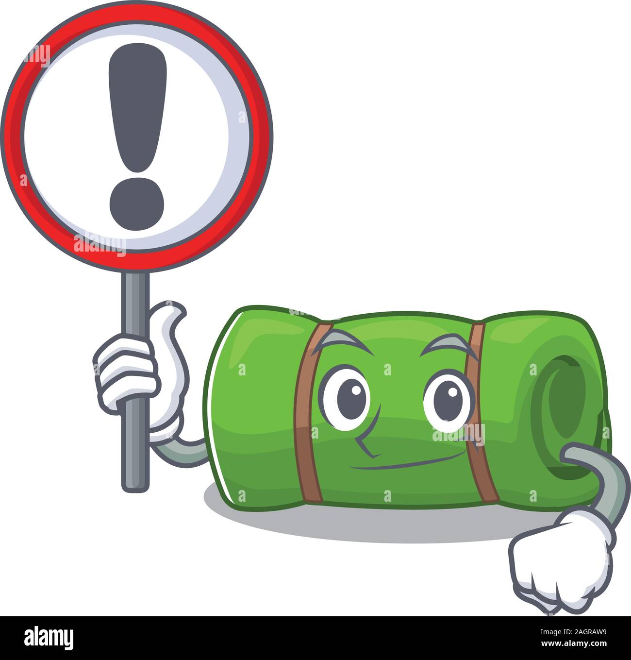 Cartoon design of camping mat Scroll raised up a sign Stock Vector ...