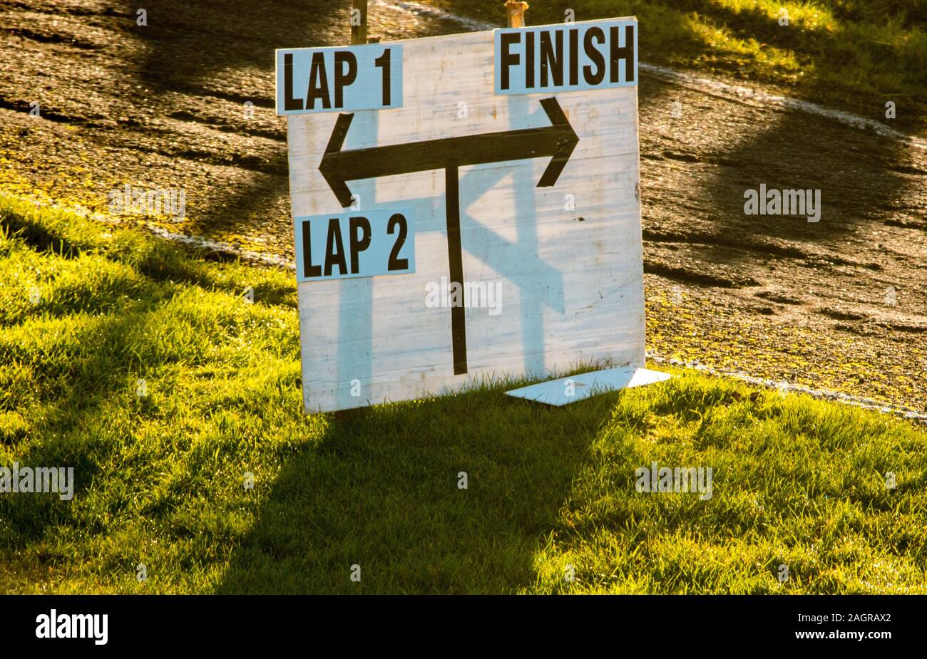 A direction sign at a racetrack, in the UK Stock Photo - Alamy