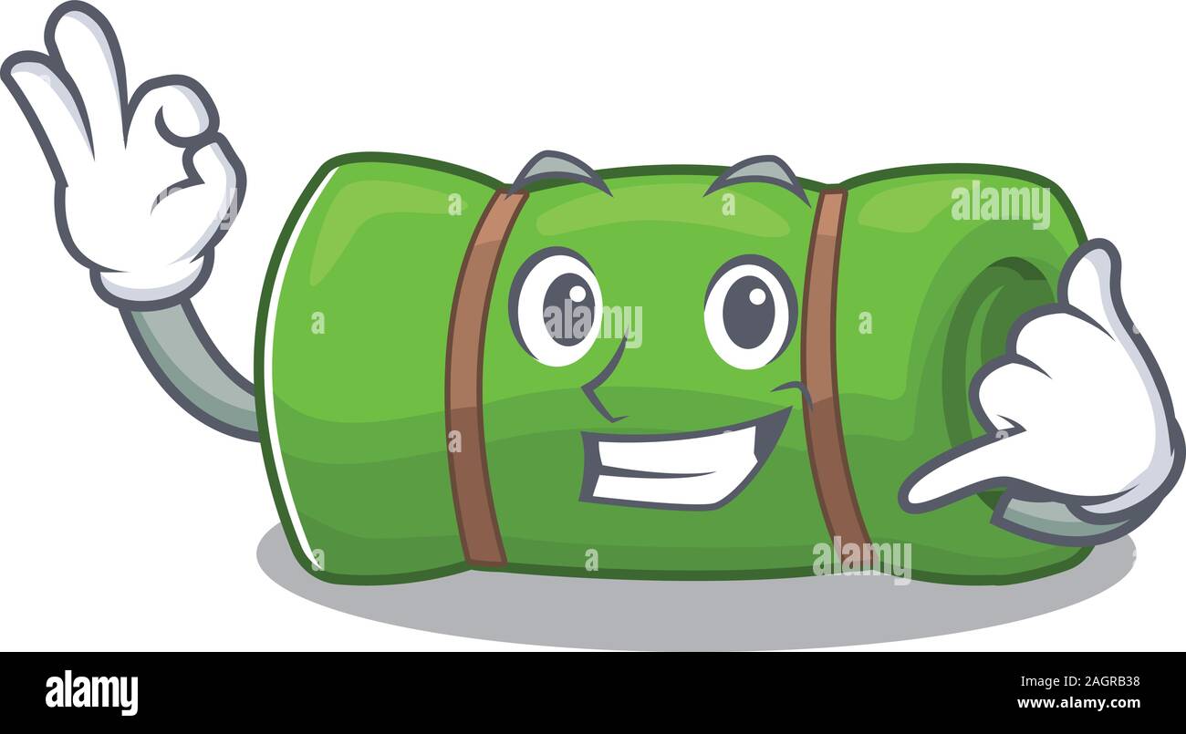 Call me cute face camping mat Scroll mascot cartoon design Stock Vector ...