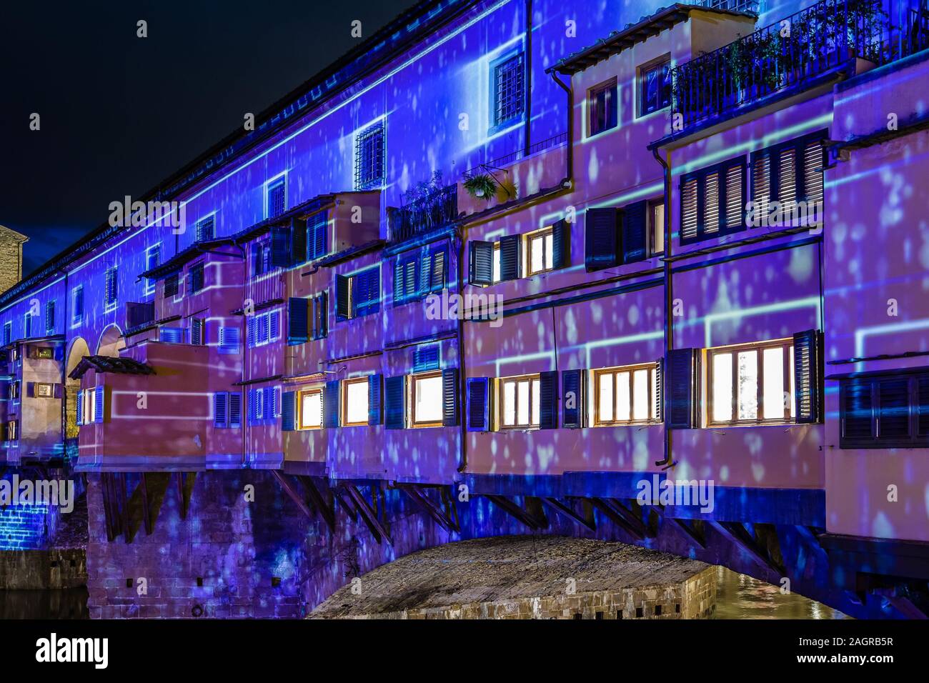 FLORENCE, ITALY - DECEMBER 15, 2019: Christmas projections dedicated to ...