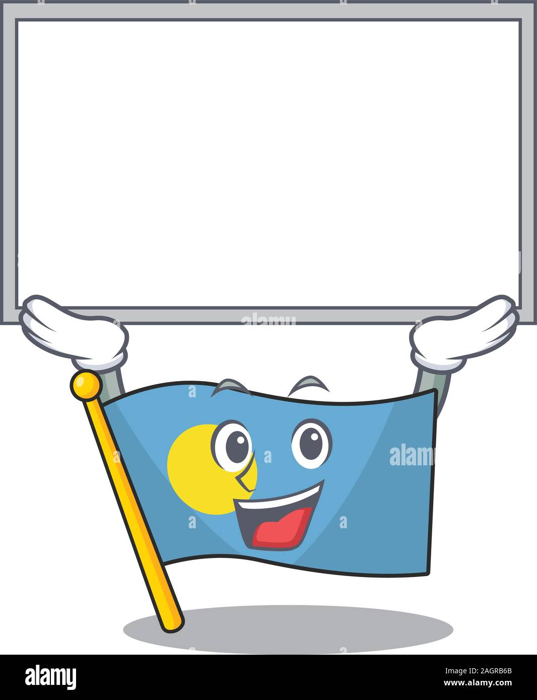 Happy cartoon character flag palau Scroll raised up board Stock Vector ...