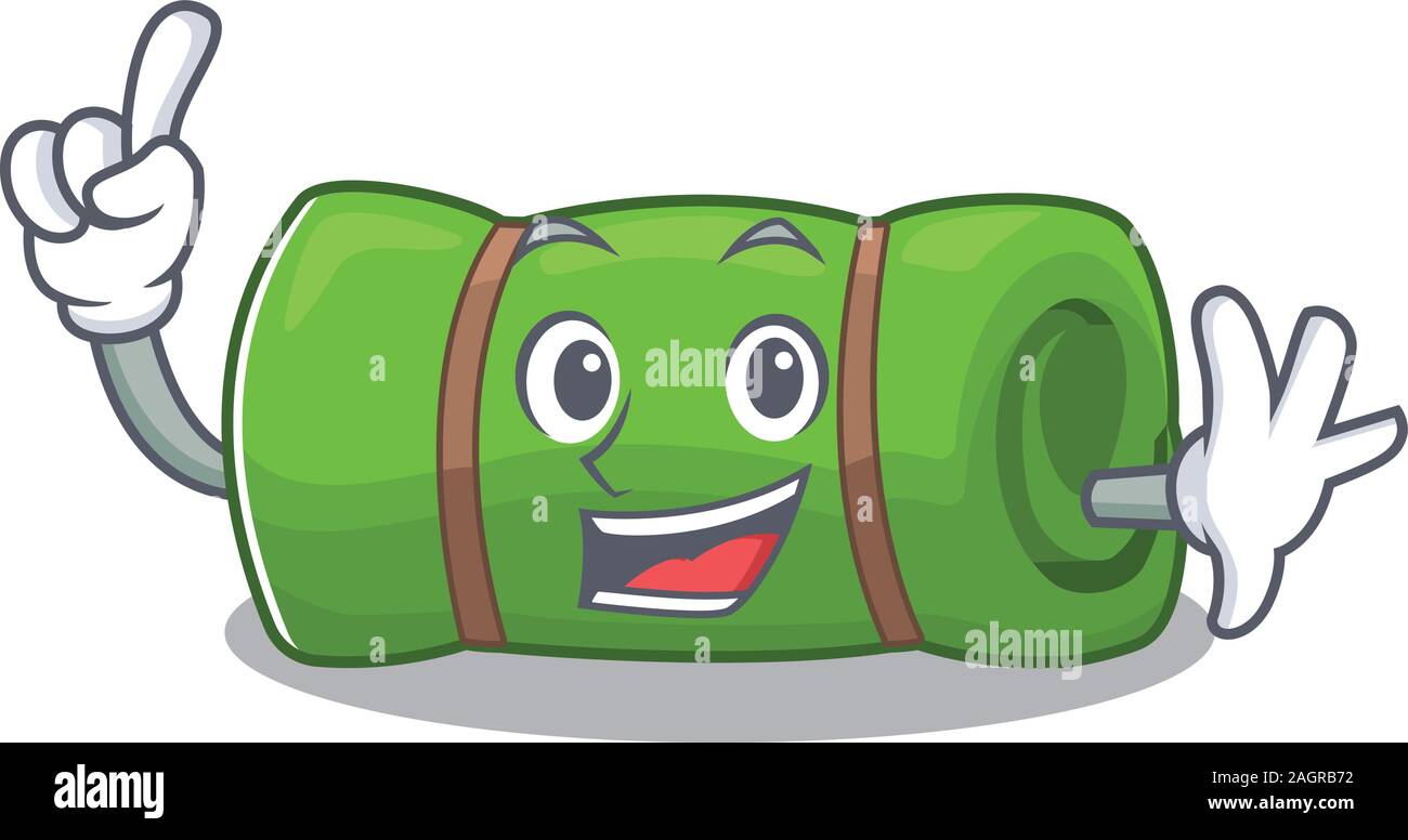 One Finger camping mat Scroll in mascot cartoon character style Stock ...