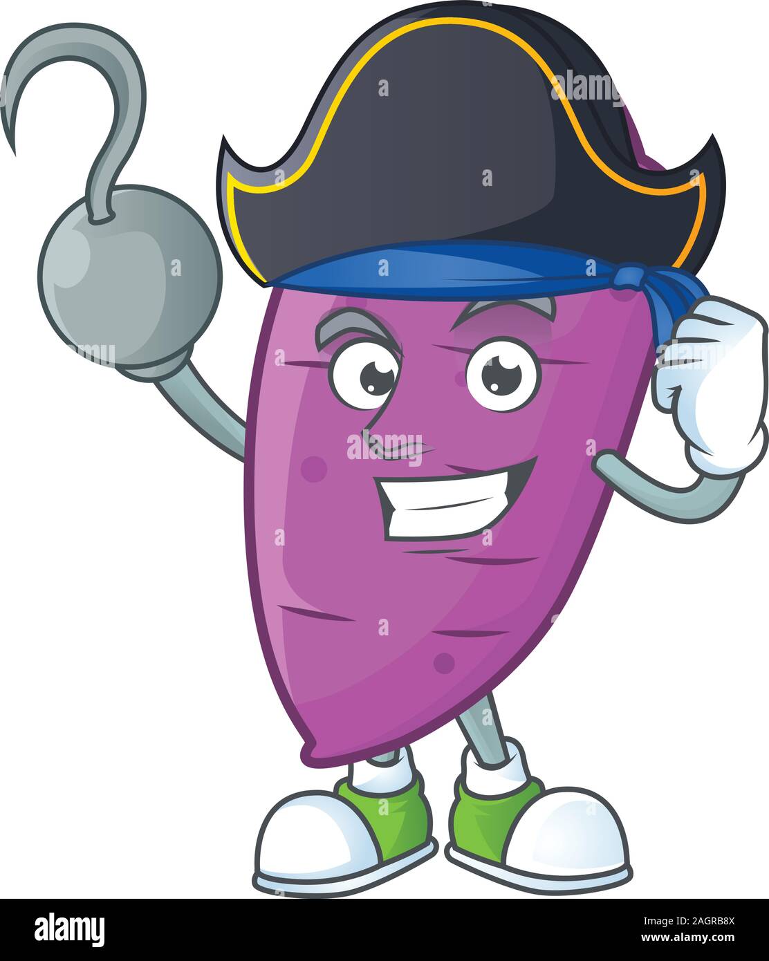 one hand Pirate okinawa yaw cartoon character wearing hat Stock Vector ...