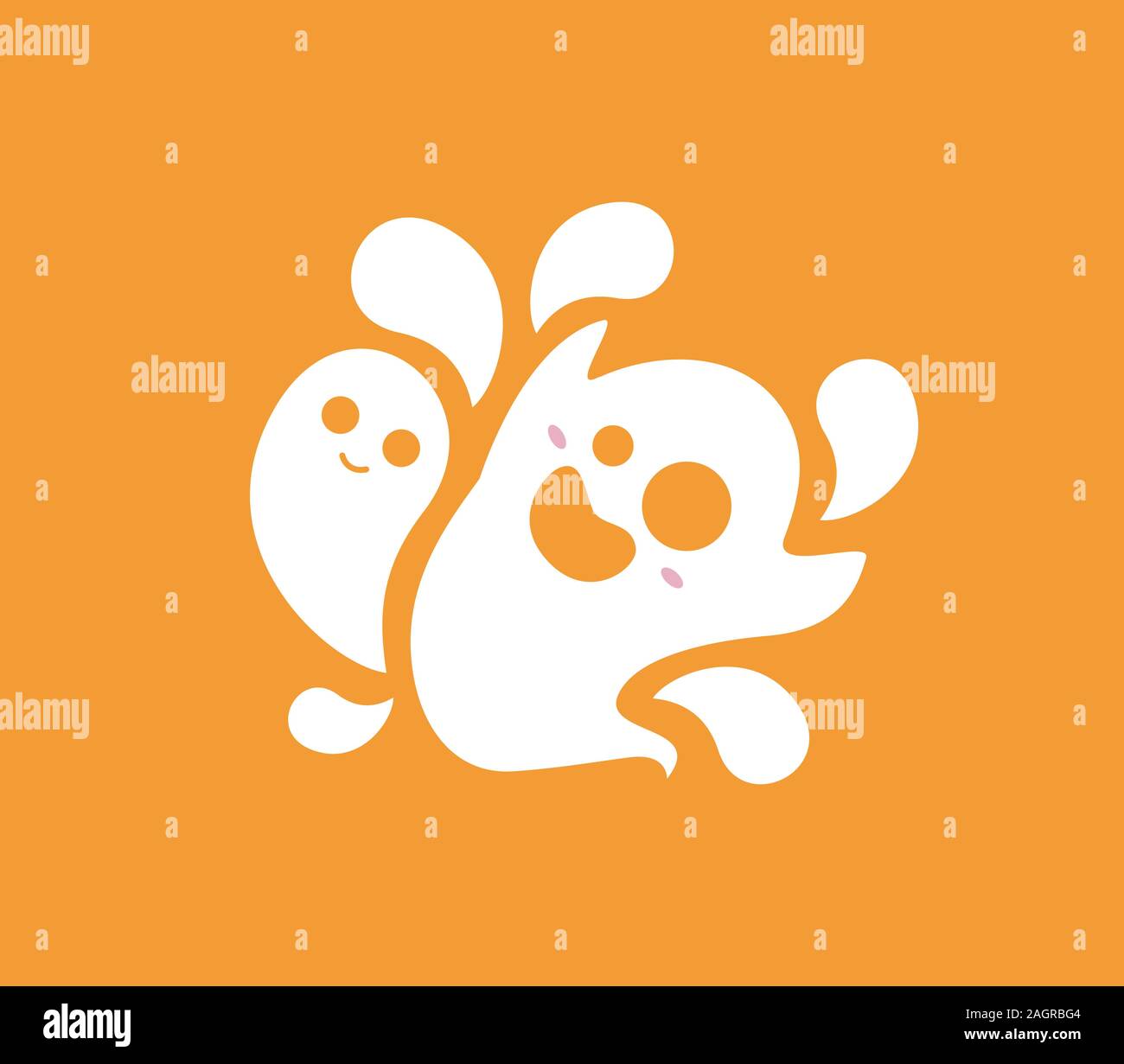 happy ghost in orange background Stock Vector Image & Art - Alamy
