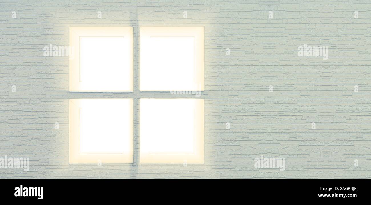 Modern windows and Detail of house exterior wall with glowing light ...