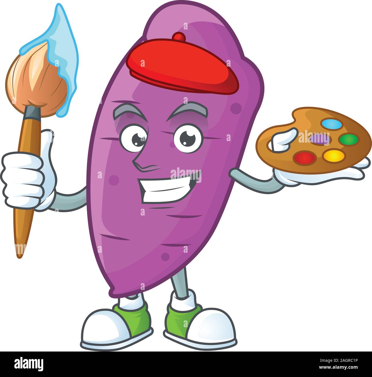 Happy okinawa yaw painter cartoon icon with brush Stock Vector Image ...