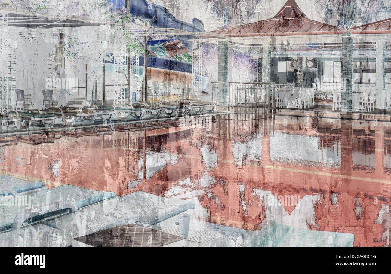 Abstract image of a house with a reflection in the water Stock Photo ...