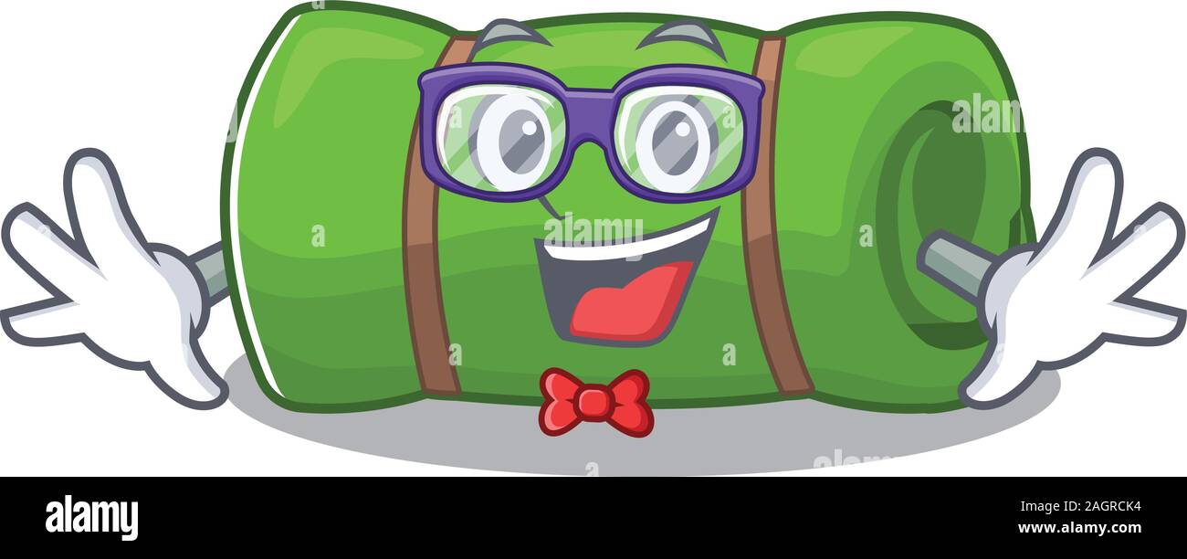 Super Funny Geek camping mat Scroll cartoon character design Stock ...