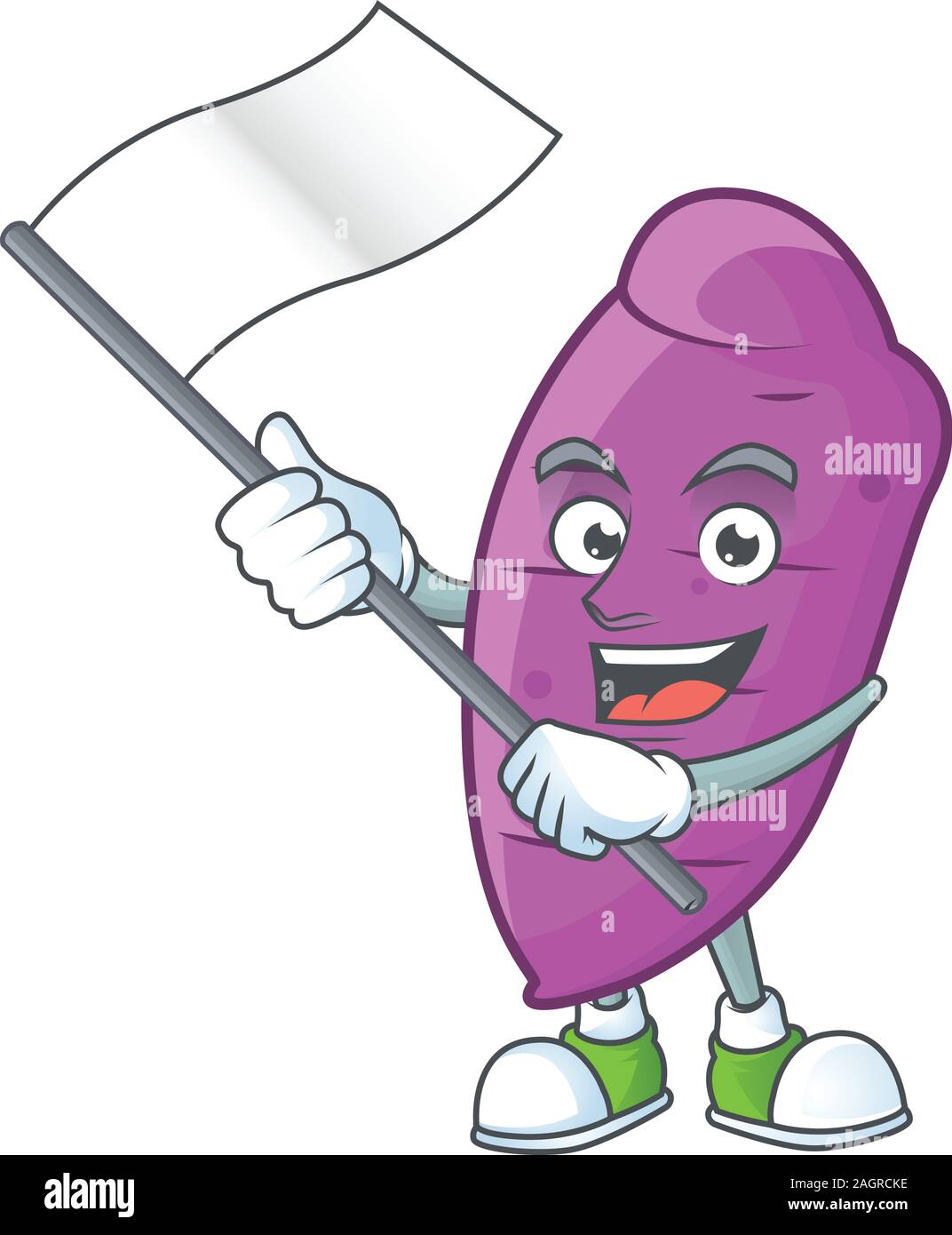 cute okinawa yaw cartoon character design holding a flag Stock Vector ...