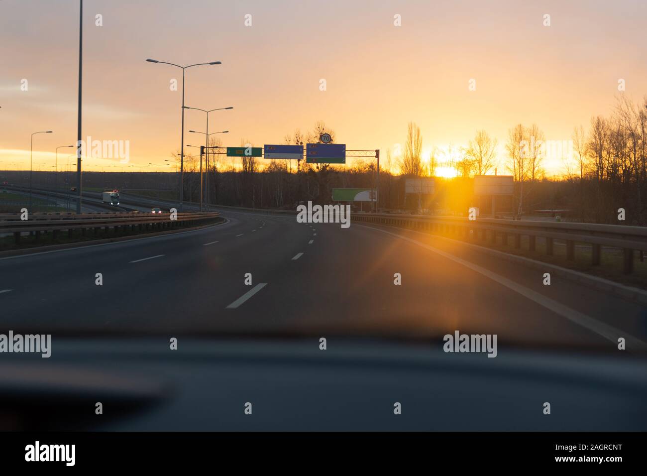 Car sunrise highway hi-res stock photography and images - Alamy
