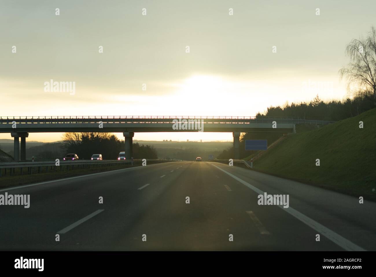 Car sunrise highway hi-res stock photography and images - Alamy