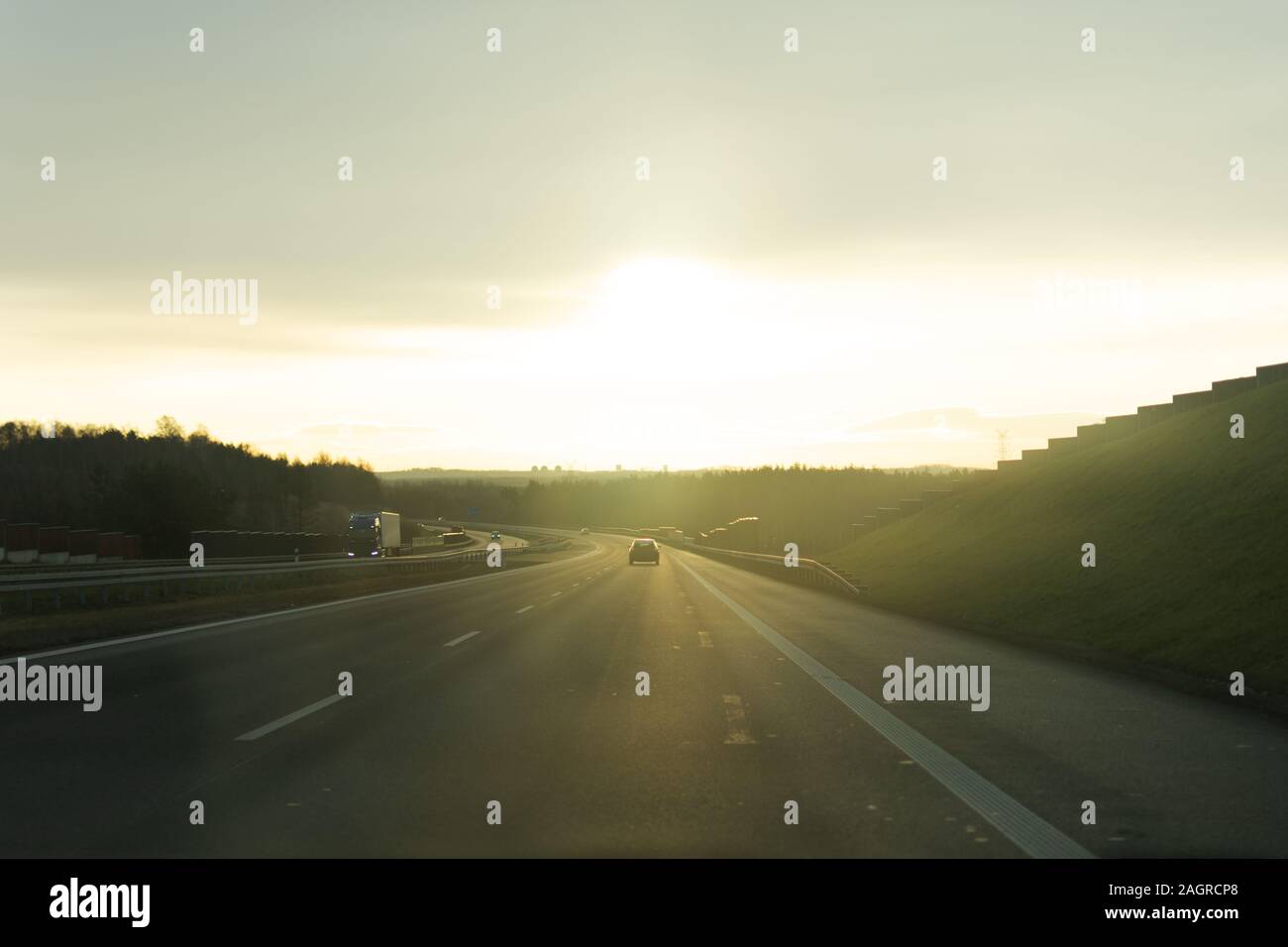 Car sunrise highway hi-res stock photography and images - Alamy