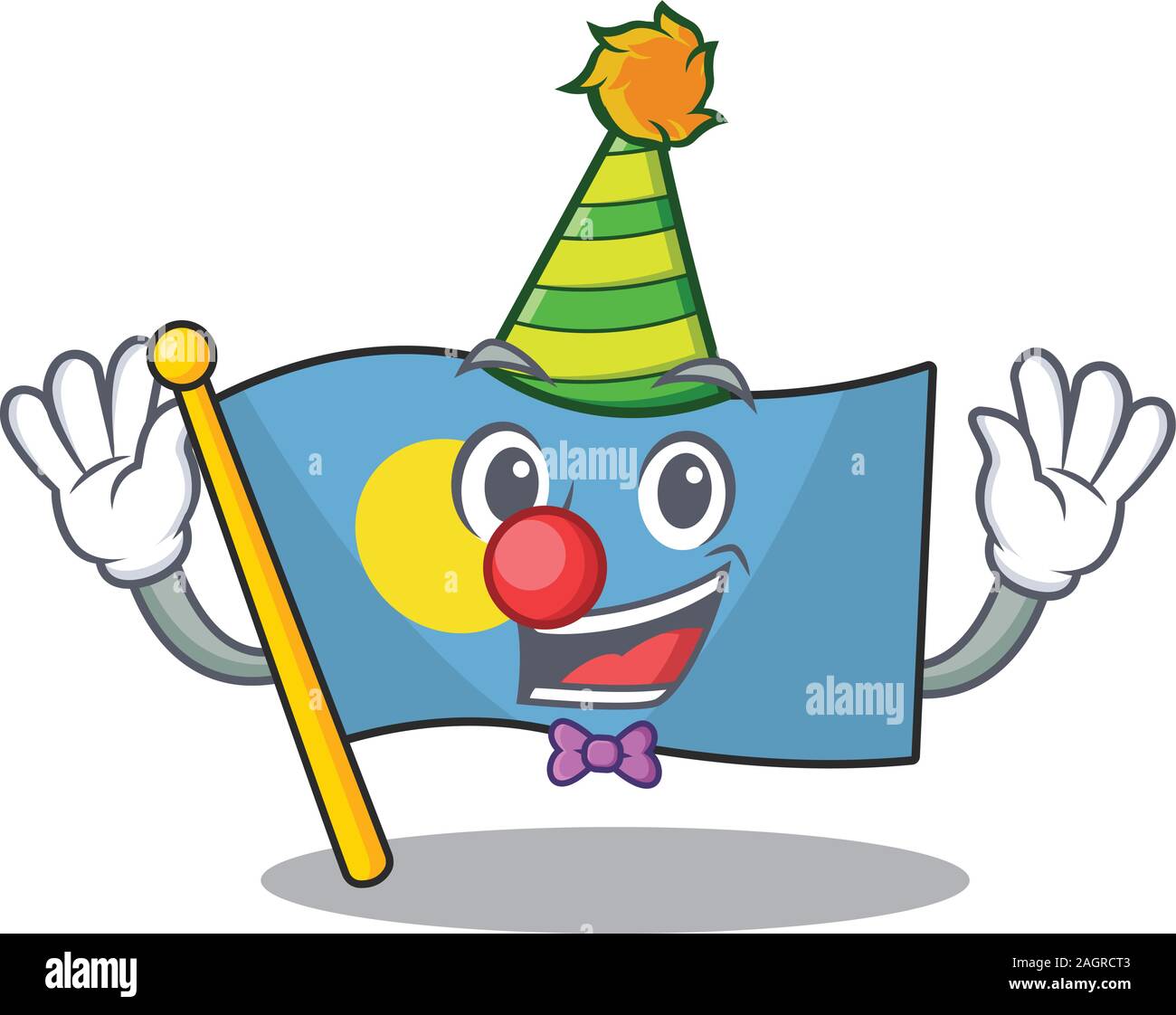 Cute and Funny Clown flag palau Scroll cartoon character mascot style ...