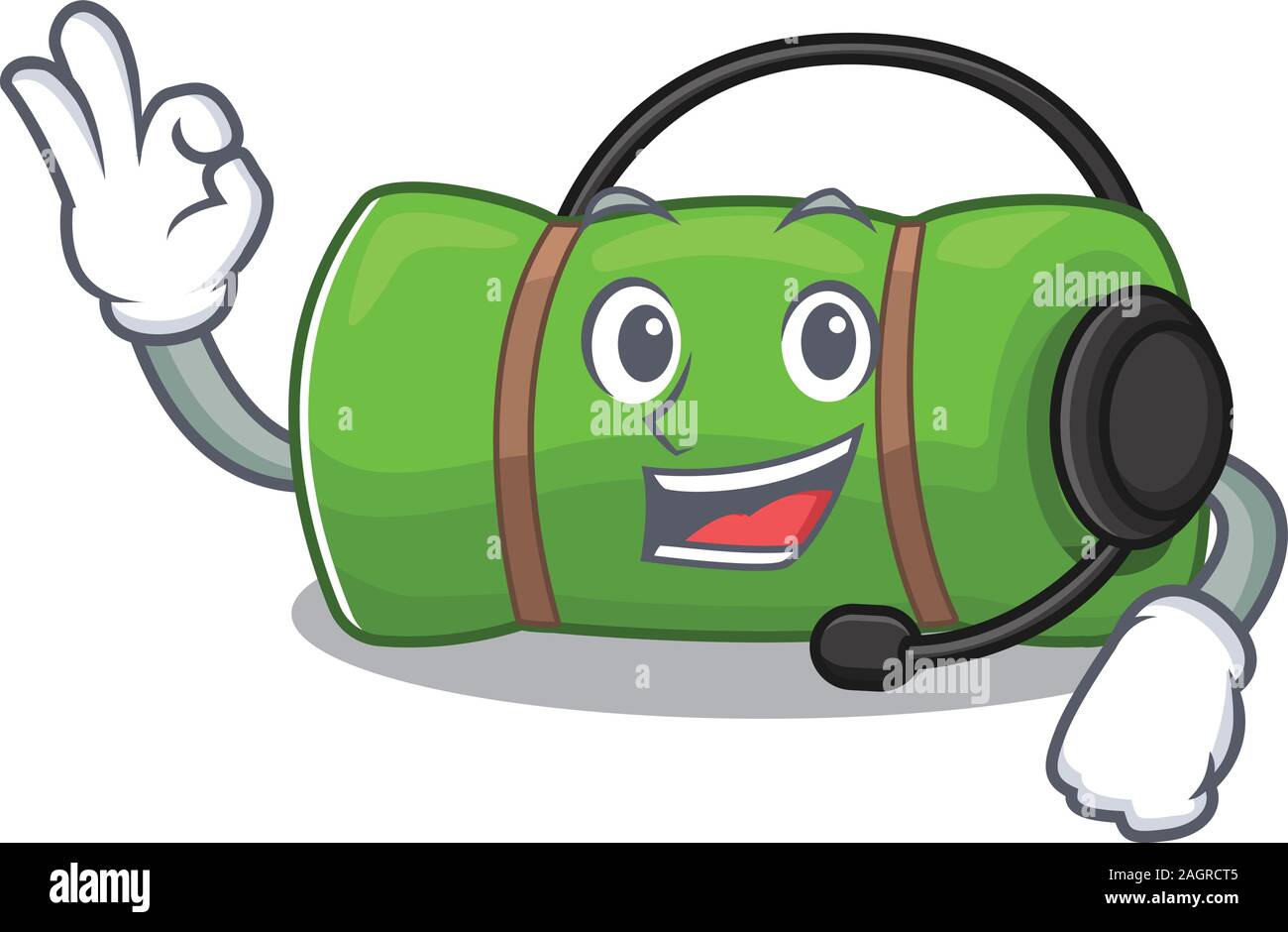 cute camping mat Scroll cartoon character design wearing headphone ...