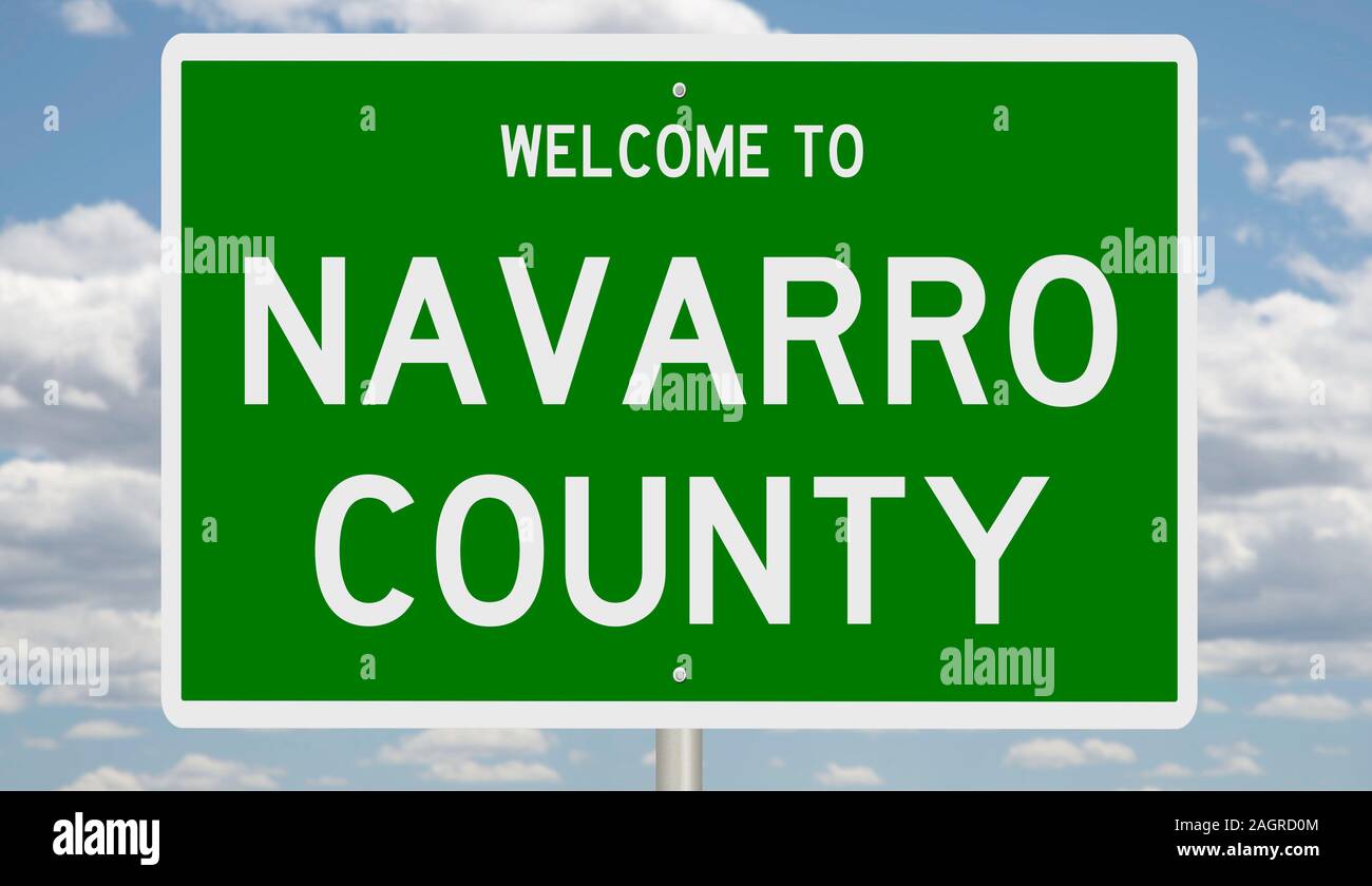 Rendering of a green 3d highway sign for Navarro County Stock Photo - Alamy