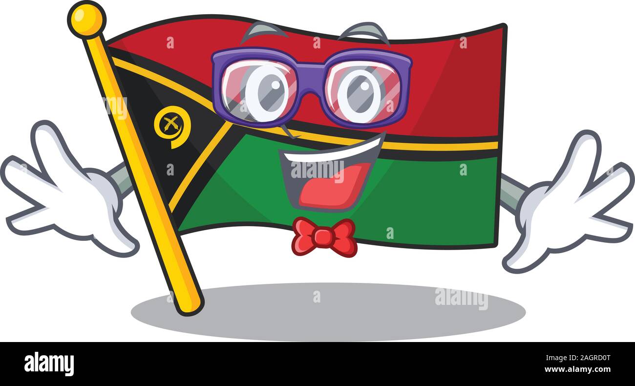 Super Funny Geek flag vanuatu Scroll cartoon character design Stock ...