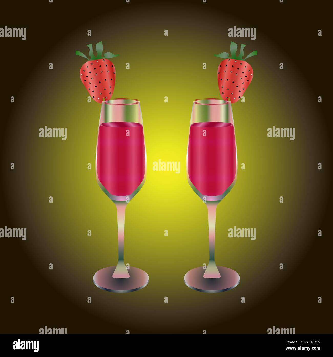 Glass champagne strawberry Stock Vector Images - Alamy