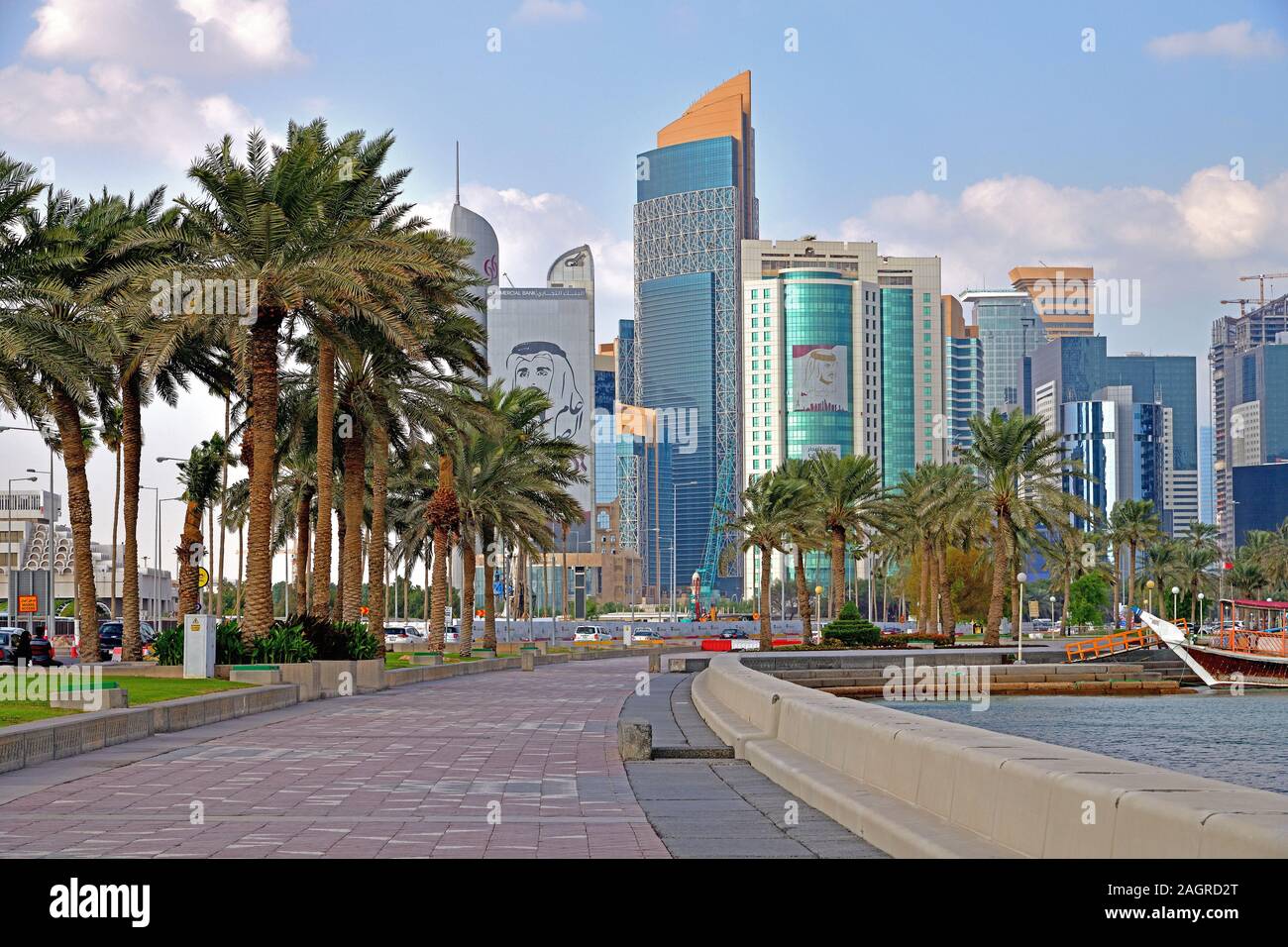 Doha, Qatar - Nov 21. 2019. Skyscrapers of West Bay Doha from Corniche ...
