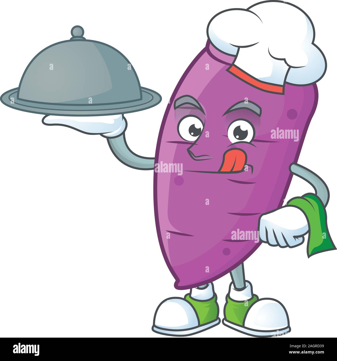 Cute okinawa yaw as a Chef with hat and tray cartoon style design Stock ...