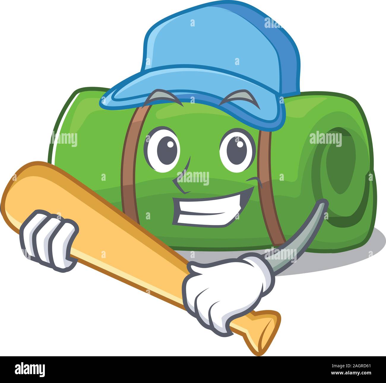 Cool camping mat Scroll cartoon character design with baseball Stock ...