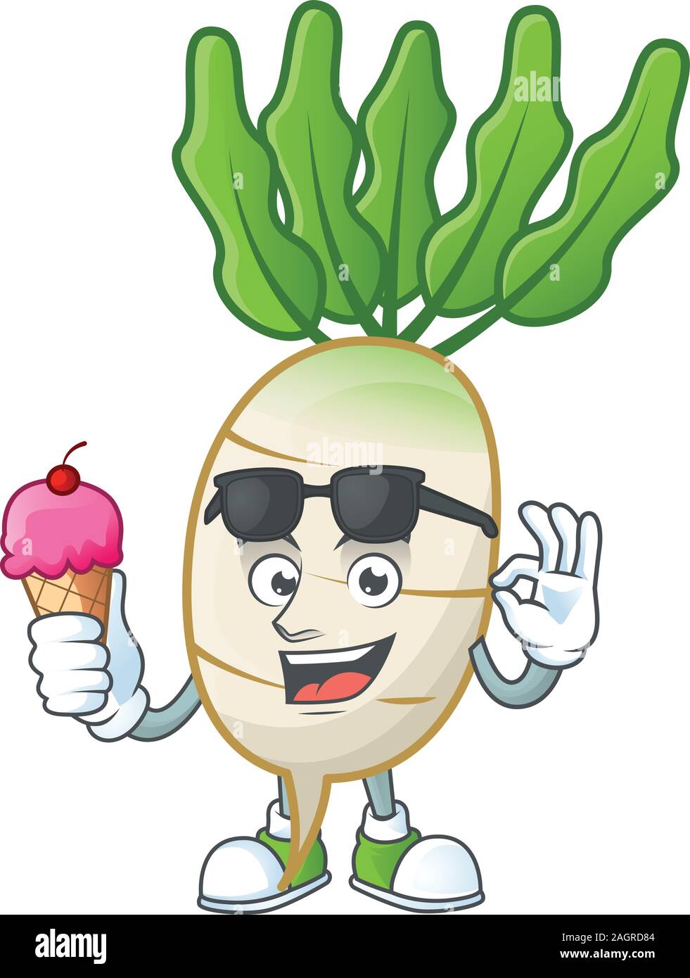 Cute daikon cartoon character with ice cream Stock Vector Image & Art ...