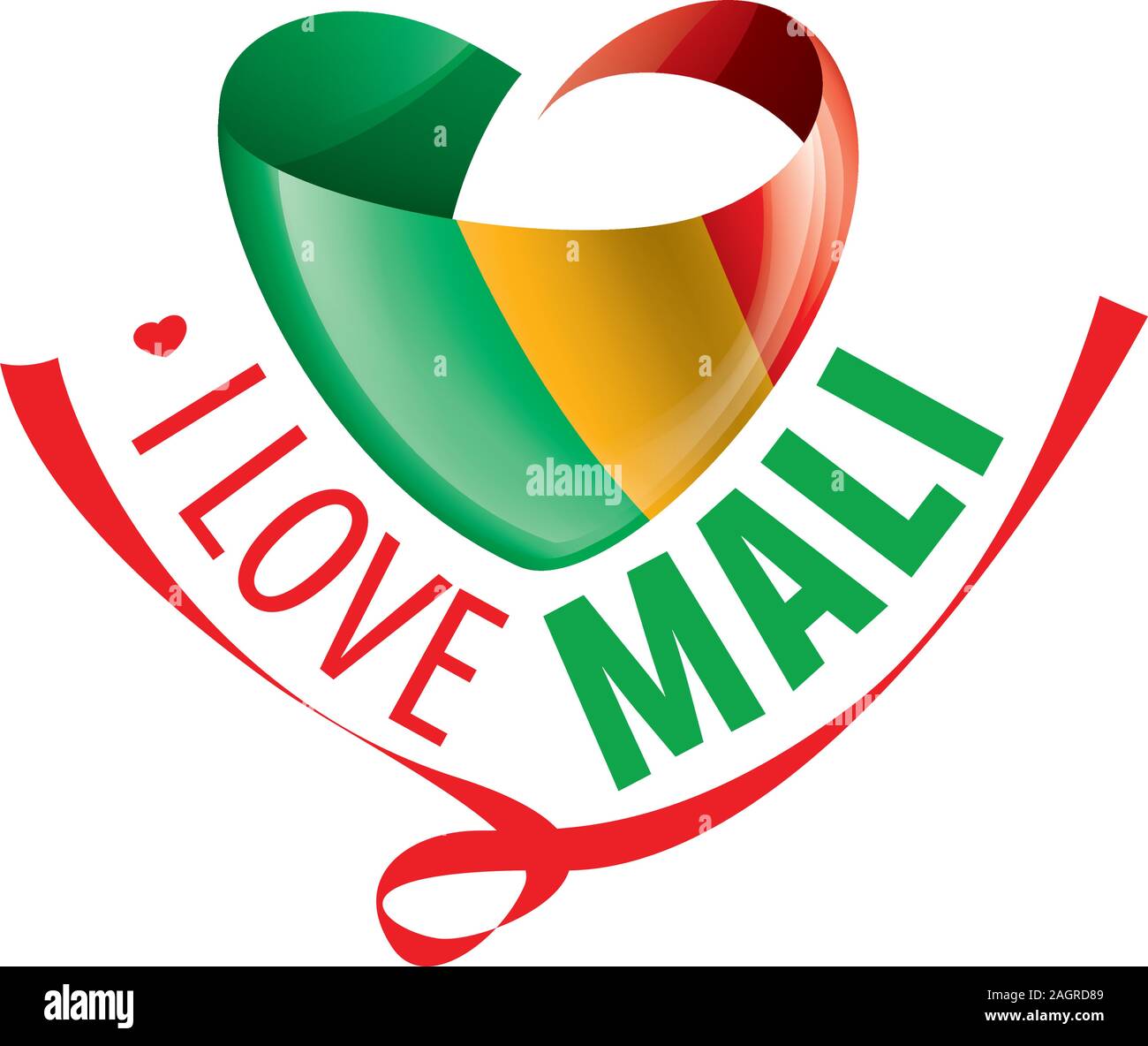 The national flag of the Mali and the inscription I love Mali. Vector ...