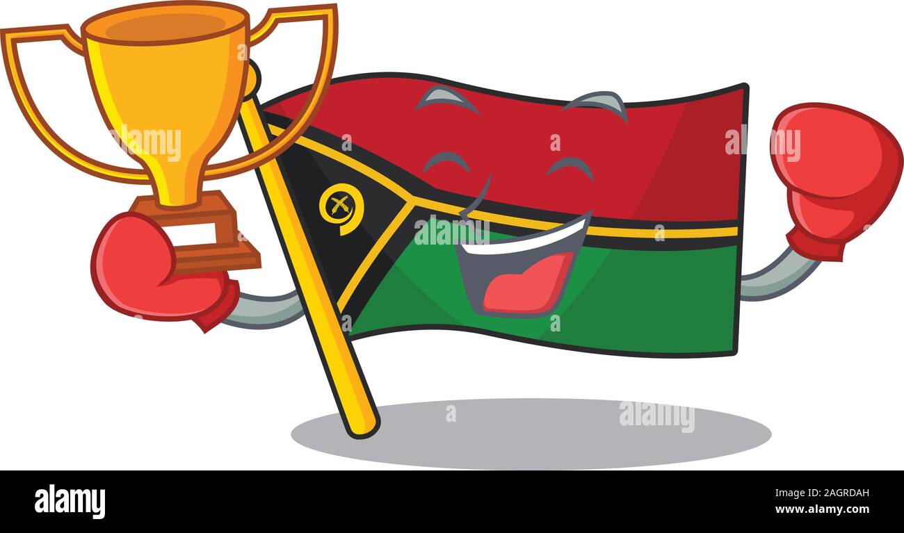Super cool Boxing winner flag vanuatu Scroll in mascot cartoon design ...