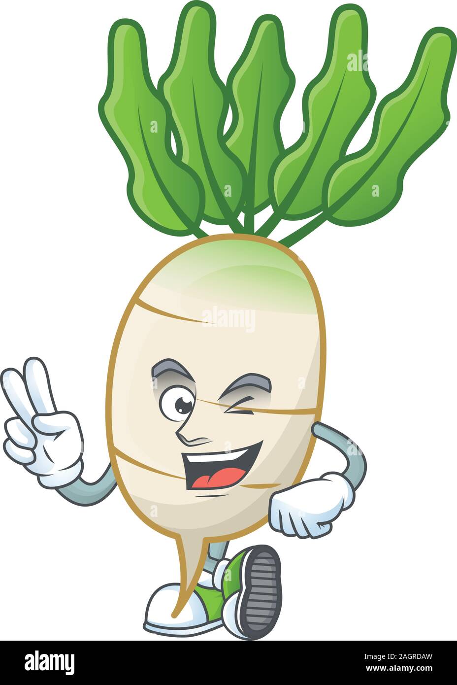 Daikon cartoon mascot style with two fingers Stock Vector Image & Art ...