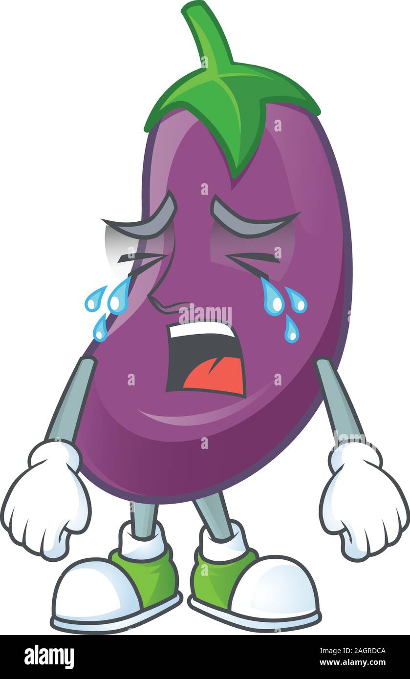 Sad Crying gesture eggplant cartoon character style Stock Vector Image ...