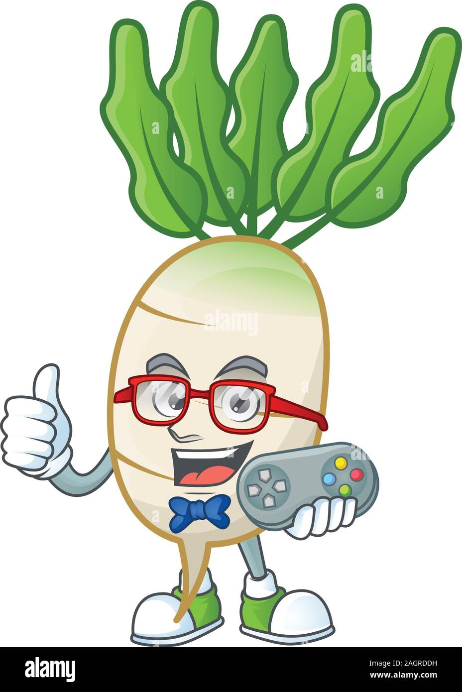 cool geek gamer daikon cartoon character design Stock Vector Image ...