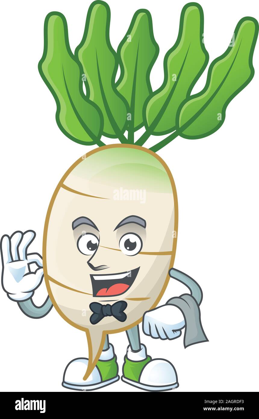 Daikon cartoon character as a Waiter look Stock Vector Image & Art - Alamy