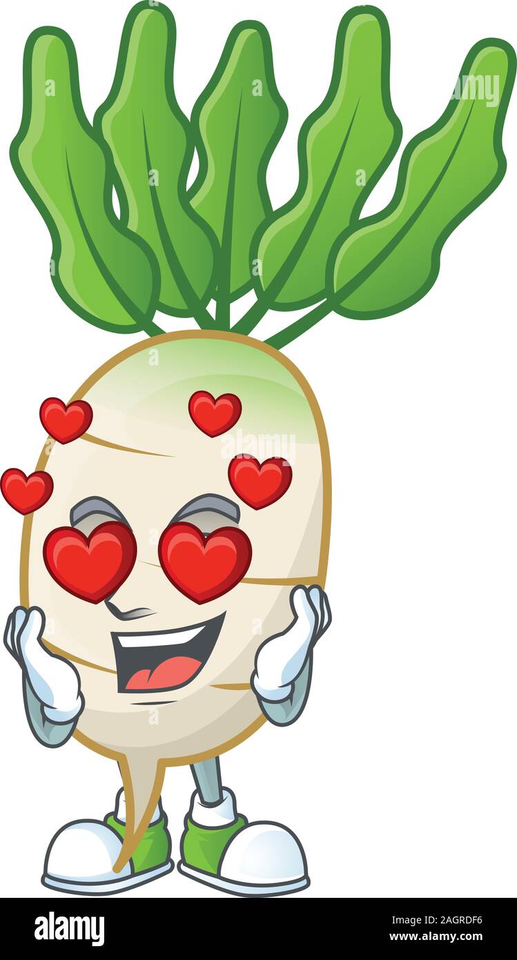 Super cute Falling in love daikon cartoon character Stock Vector Image ...