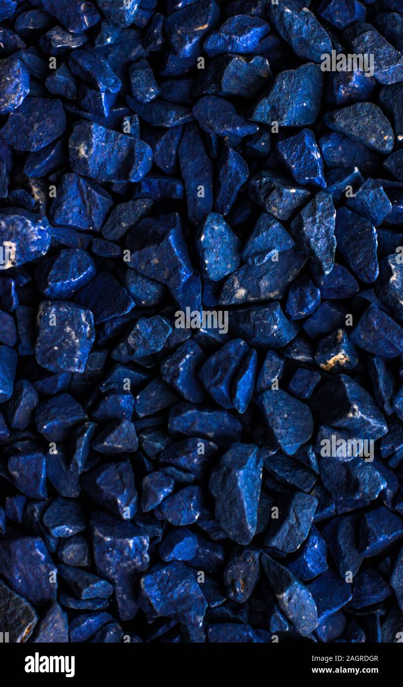 Decor, surface and nature concept - Dark blue stone pebbles as abstract ...