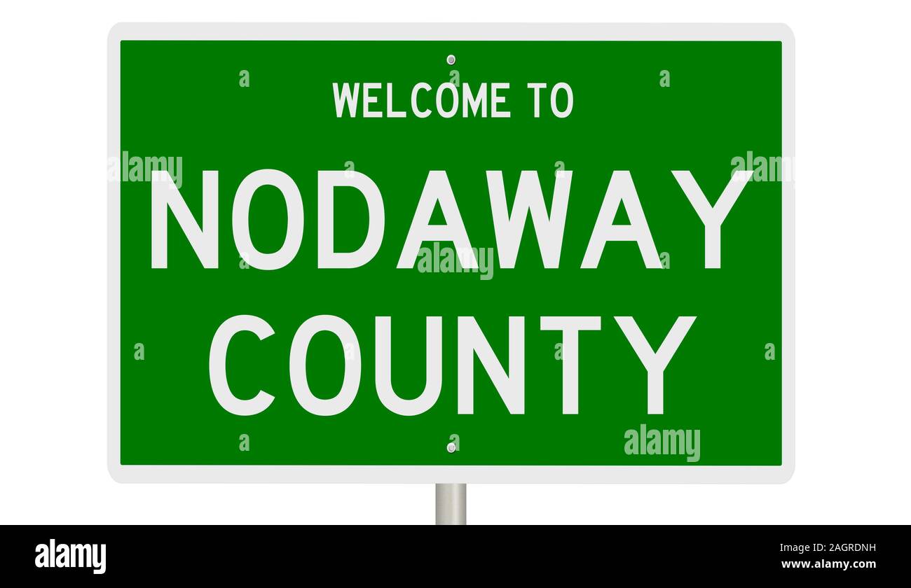 Rendering of a green 3d highway sign for Nodaway County Stock Photo - Alamy