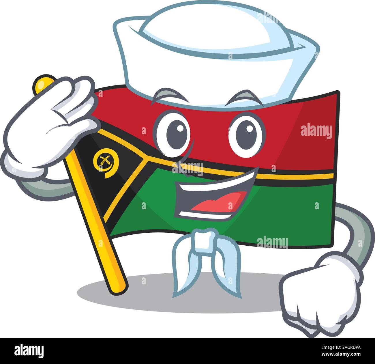 An icon of flag vanuatu Scroll Sailor cartoon character wearing hat ...