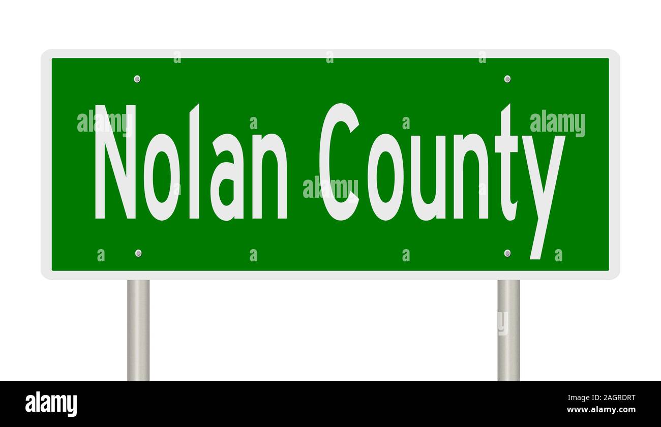 Rendering of a green 3d highway sign for Nolan County in Texas Stock ...