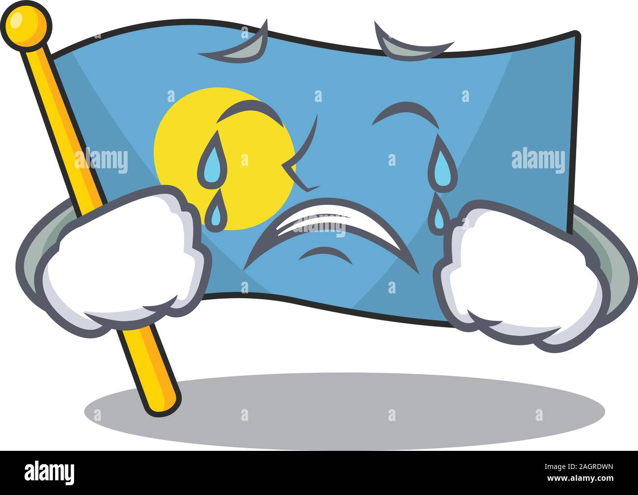 Sad Crying flag palau Scroll cartoon character design Stock Vector ...