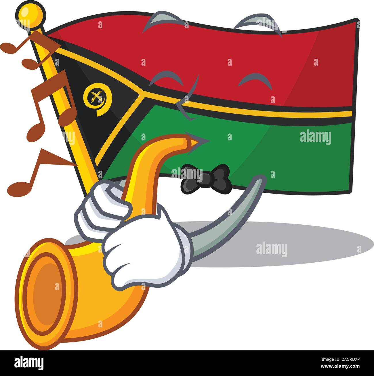 flag vanuatu Scroll cartoon character design performance with trumpet ...