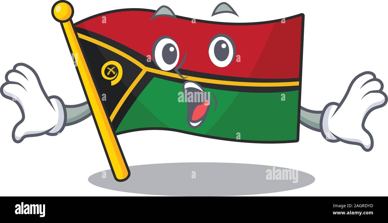 Flag vanuatu Scroll Surprised gesture on cartoon character style Stock ...