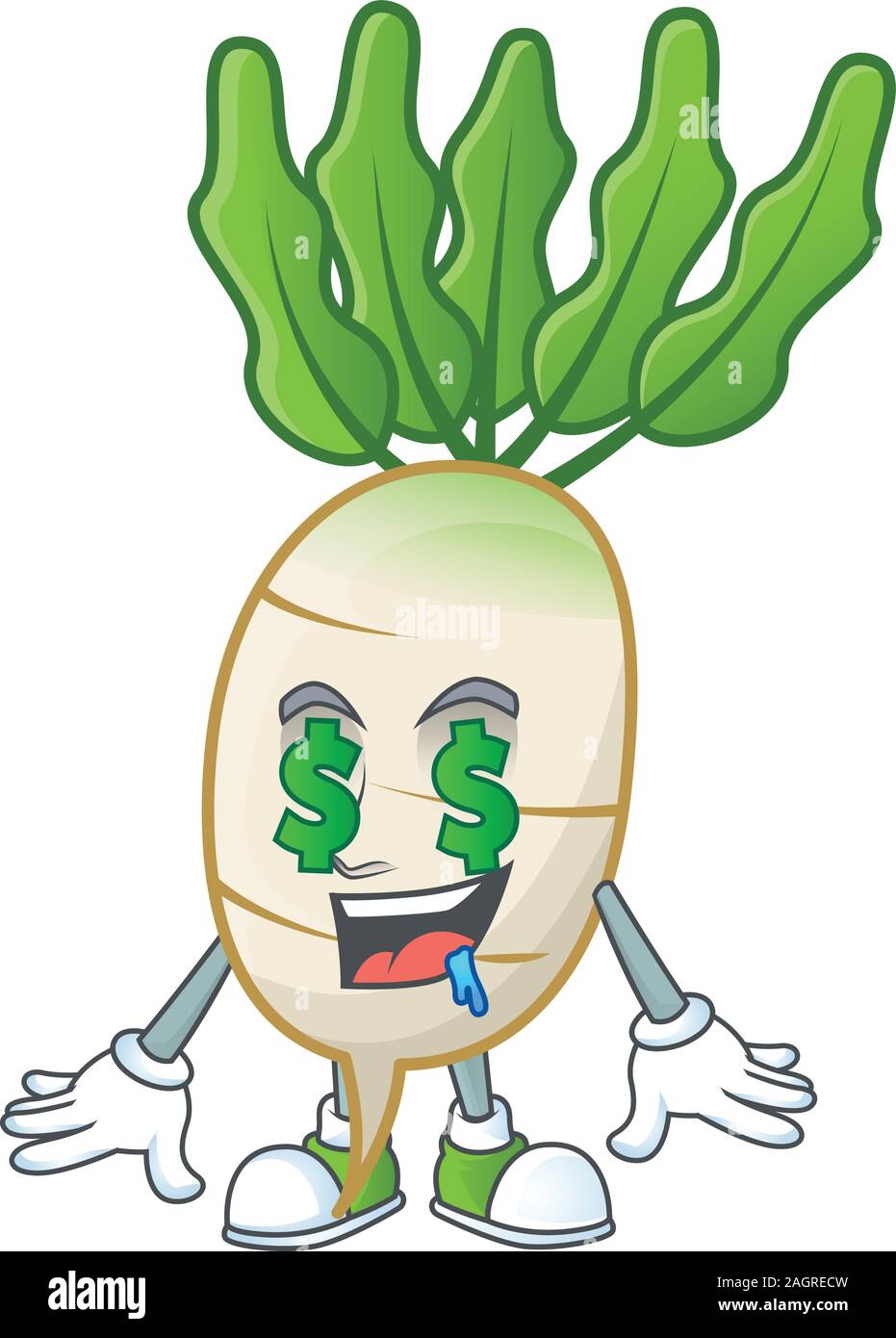 Cute daikon with Money eye cartoon character design Stock Vector Image ...