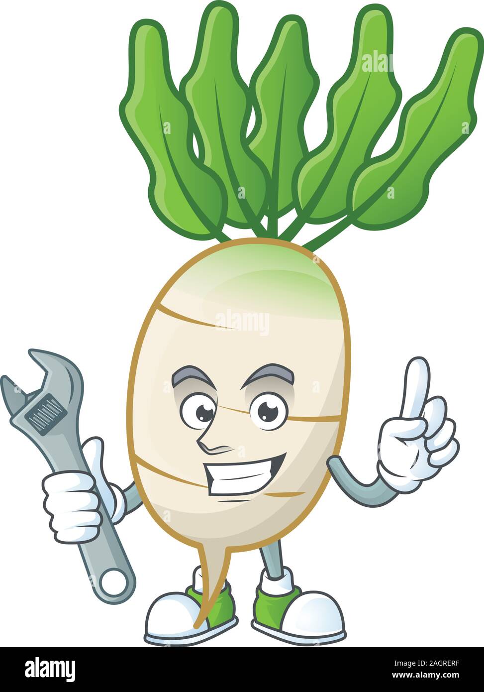 Smart and Professional Mechanic daikon cartoon character Stock Vector ...
