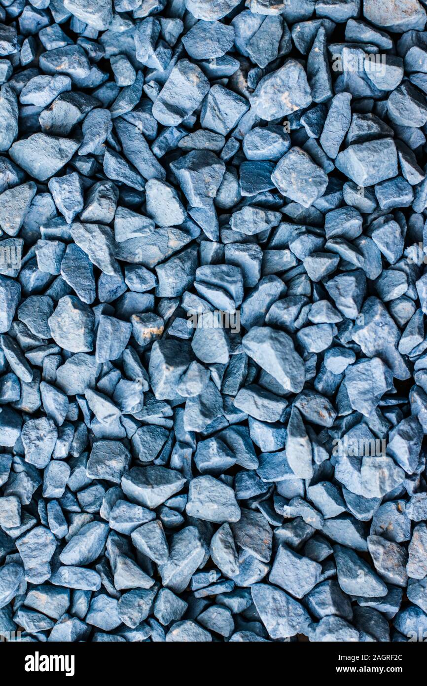 Decor, surface and nature concept - Blue stone pebbles as abstract ...