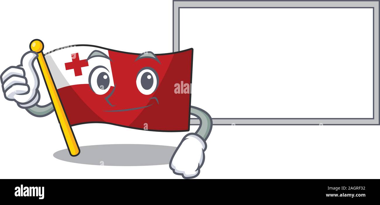 cute flag tonga Scroll cartoon character Thumbs up with board Stock ...