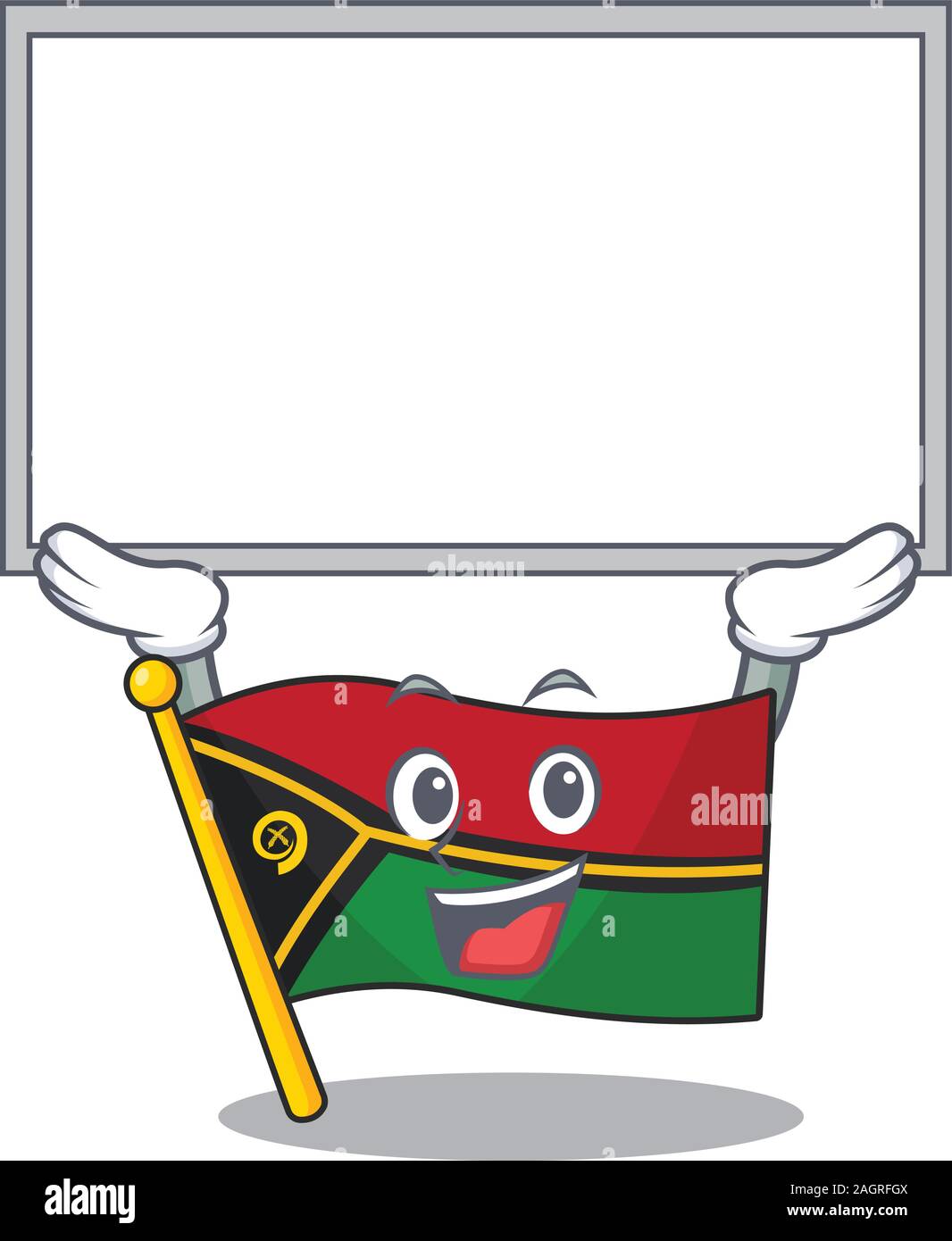 Happy cartoon character flag vanuatu Scroll raised up board Stock ...